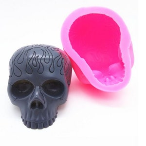 3D Fire Skull Silicone Mold, Candle Plaster Silicone Mold, Cake Mold ...