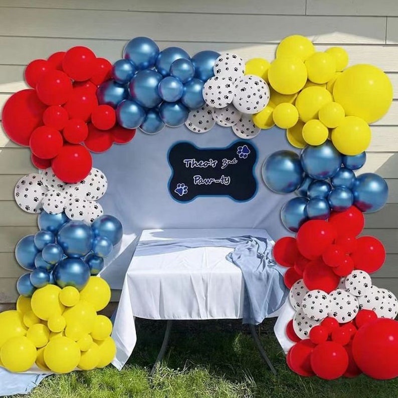 134 Dog Paw Red Yellow Metallic Blue Balloons Garland Arch Kit - Etsy