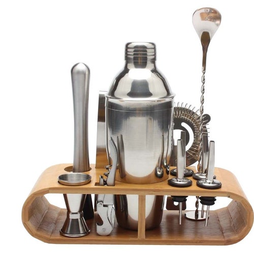 12pcs Bar Tools Set With Bamboo Stand Cocktail Shaker Making | Etsy