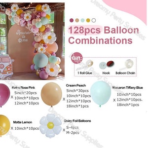 128PCS Two Groovy Daisy Flower Balloons Garland Arch Kit for Baby ...