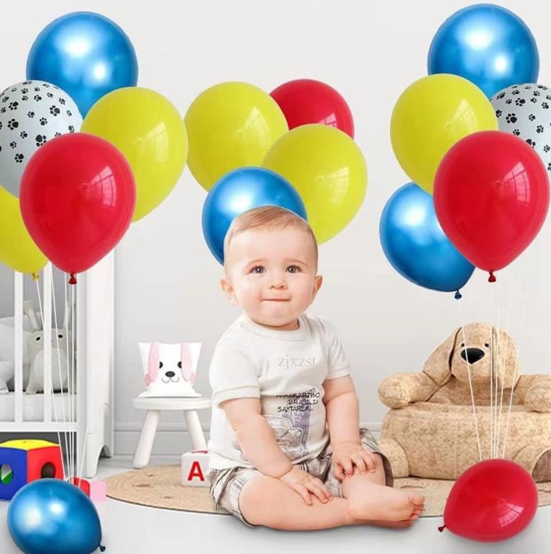 134 Dog Paw Red Yellow Metallic Blue Balloons Garland Arch Kit - Etsy