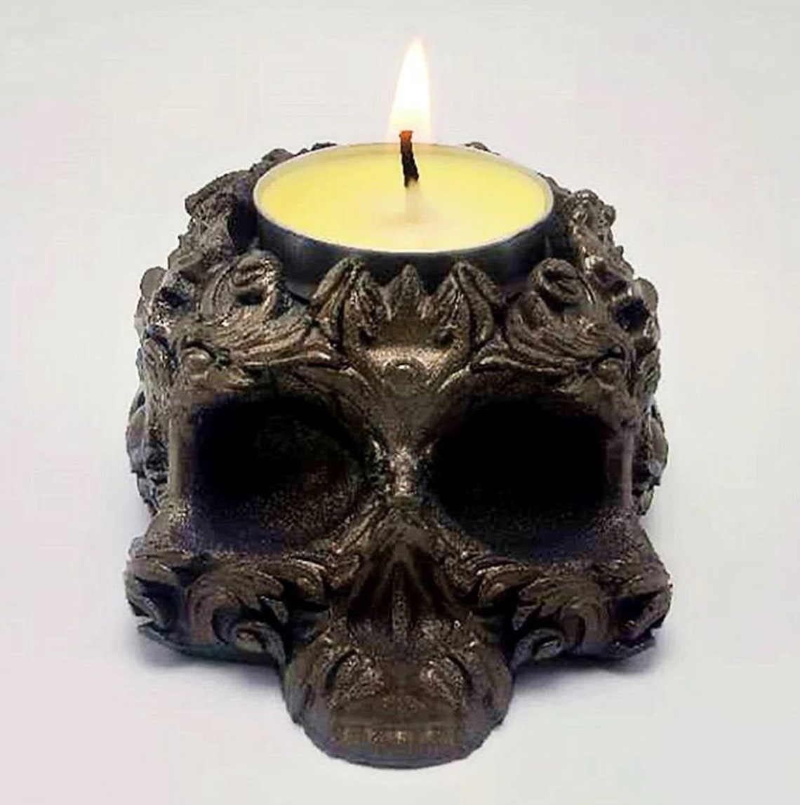 3D exquisite embossed skull candle holder silicone mold | Etsy