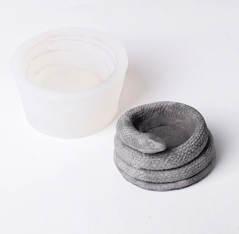 3D Concrete Candlestick snake silicone mold candle plaster | Etsy