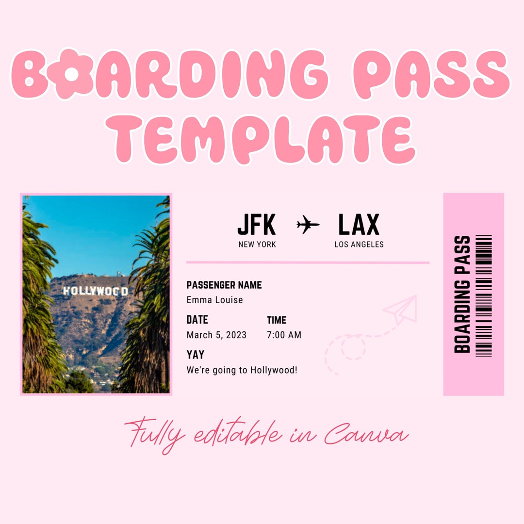 Editable Boarding Pass Template, Plane Ticket Template, Surprise Trip ...
