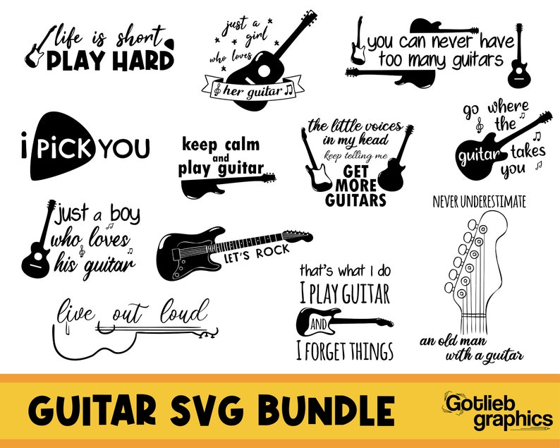 Guitar Quotes SVG Bundle, Music Lover SVG, Guitar Lover SVG for Cricut ...