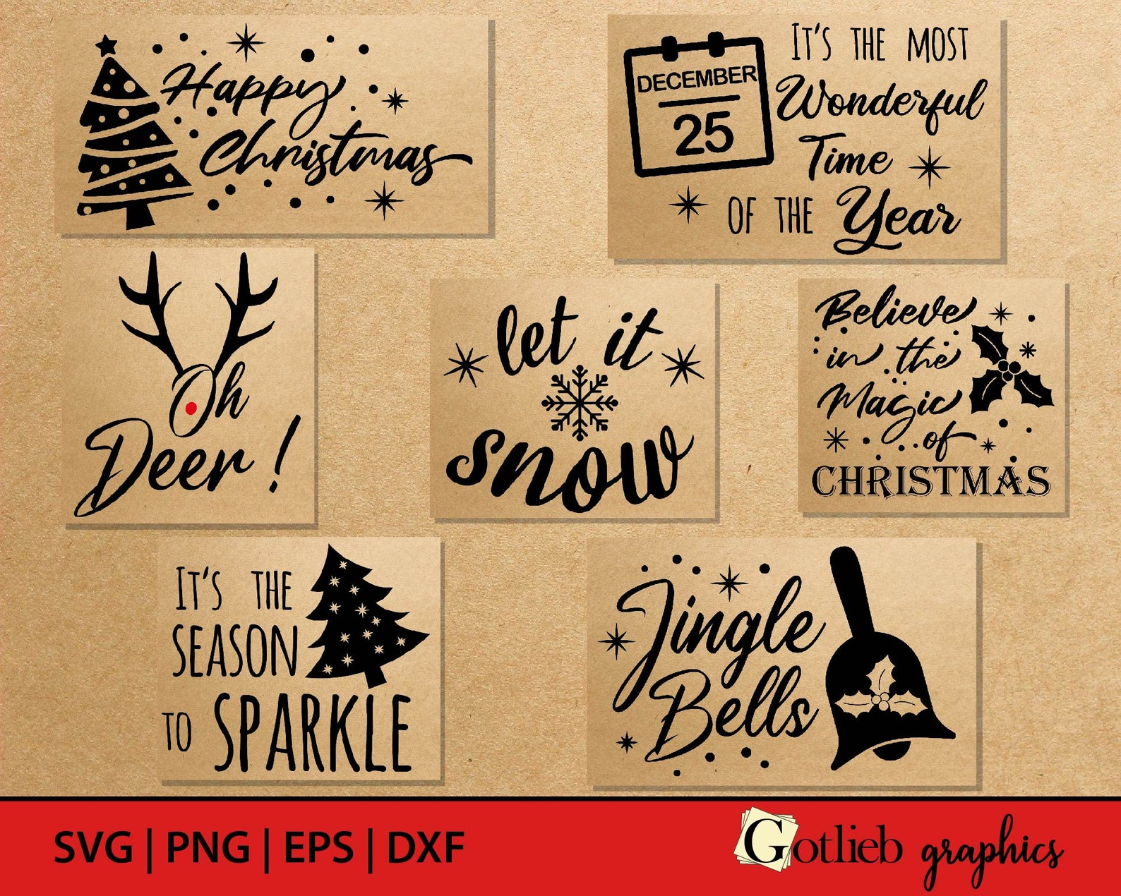Christmas Quotes Bundle SVG, Happy Christmas SVG, Let It Snow Svg ...