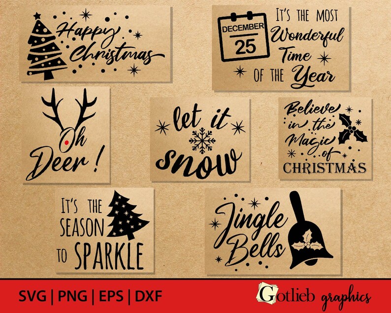 Christmas Quotes Bundle SVG, Happy Christmas SVG, Let It Snow Svg ...