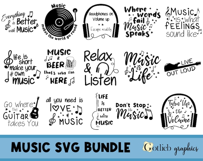 SVG Cutting File Music is Life DXF EPS for Cricut Explore, Silhouette ...