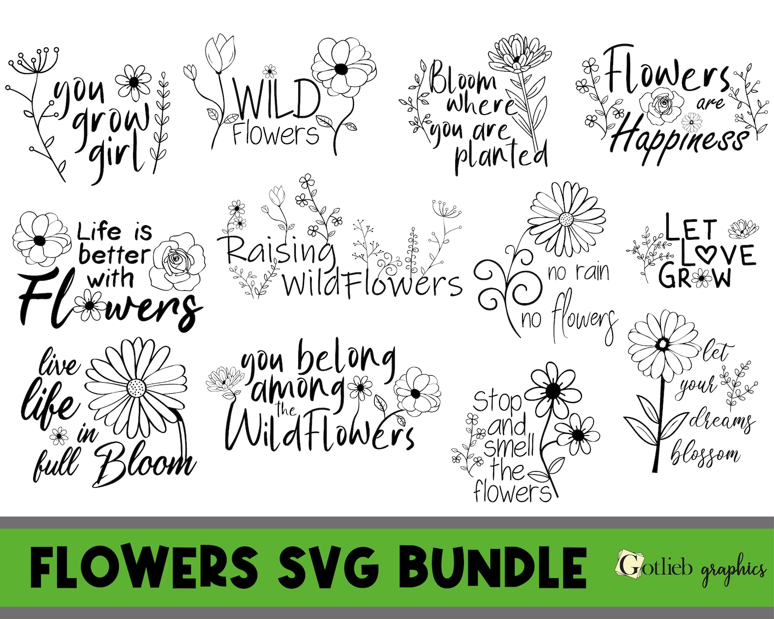 Flowers Quotes SVG, Wildflowers Quote Bundle SVG, Nature Quotes SVG ...