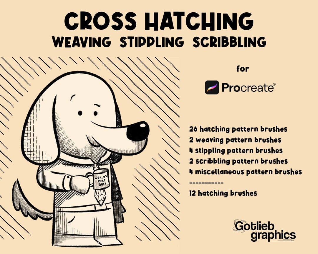 Procreate Crosshatch Brushes: Seamless Pattern & Hatching Brush Set - Etsy