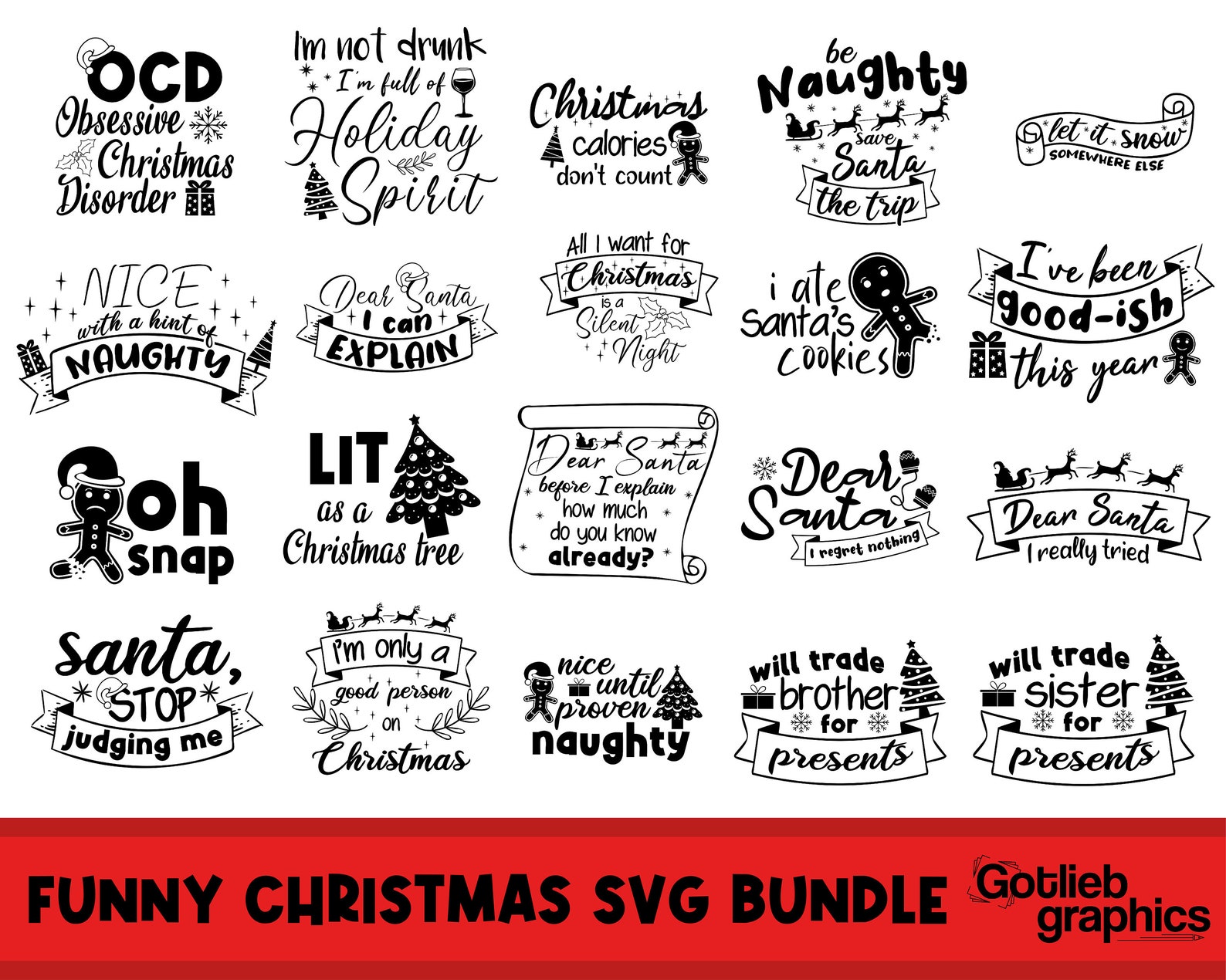 Funny Christmas SVG Bundle, Christmas Quotes Bundle Svg, Silly ...