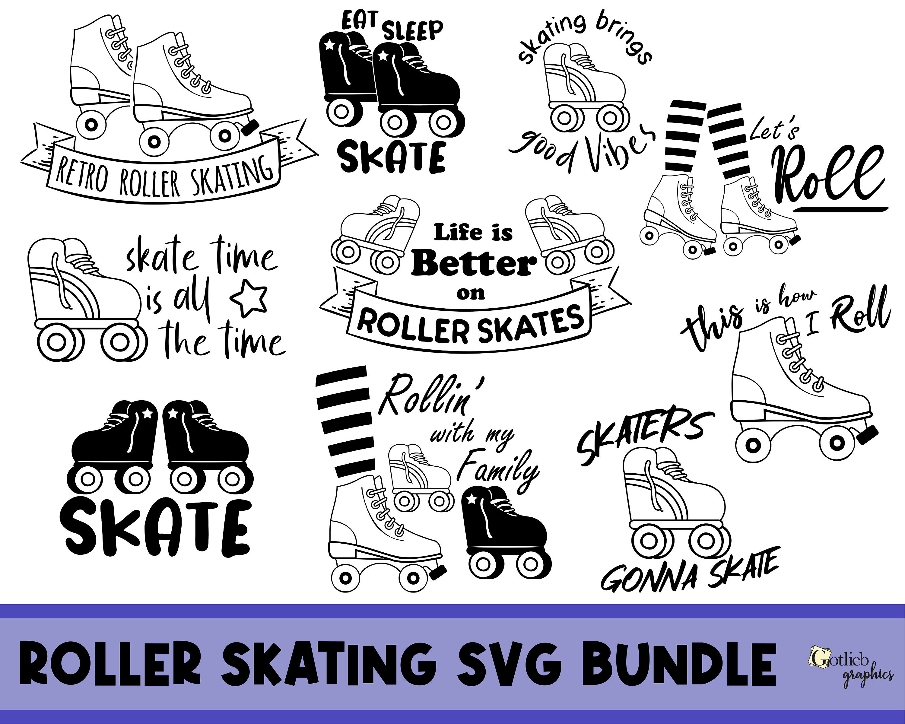Roller Skating Quotes SVG, Roller Skating Bundle SVG, Roller Skates ...