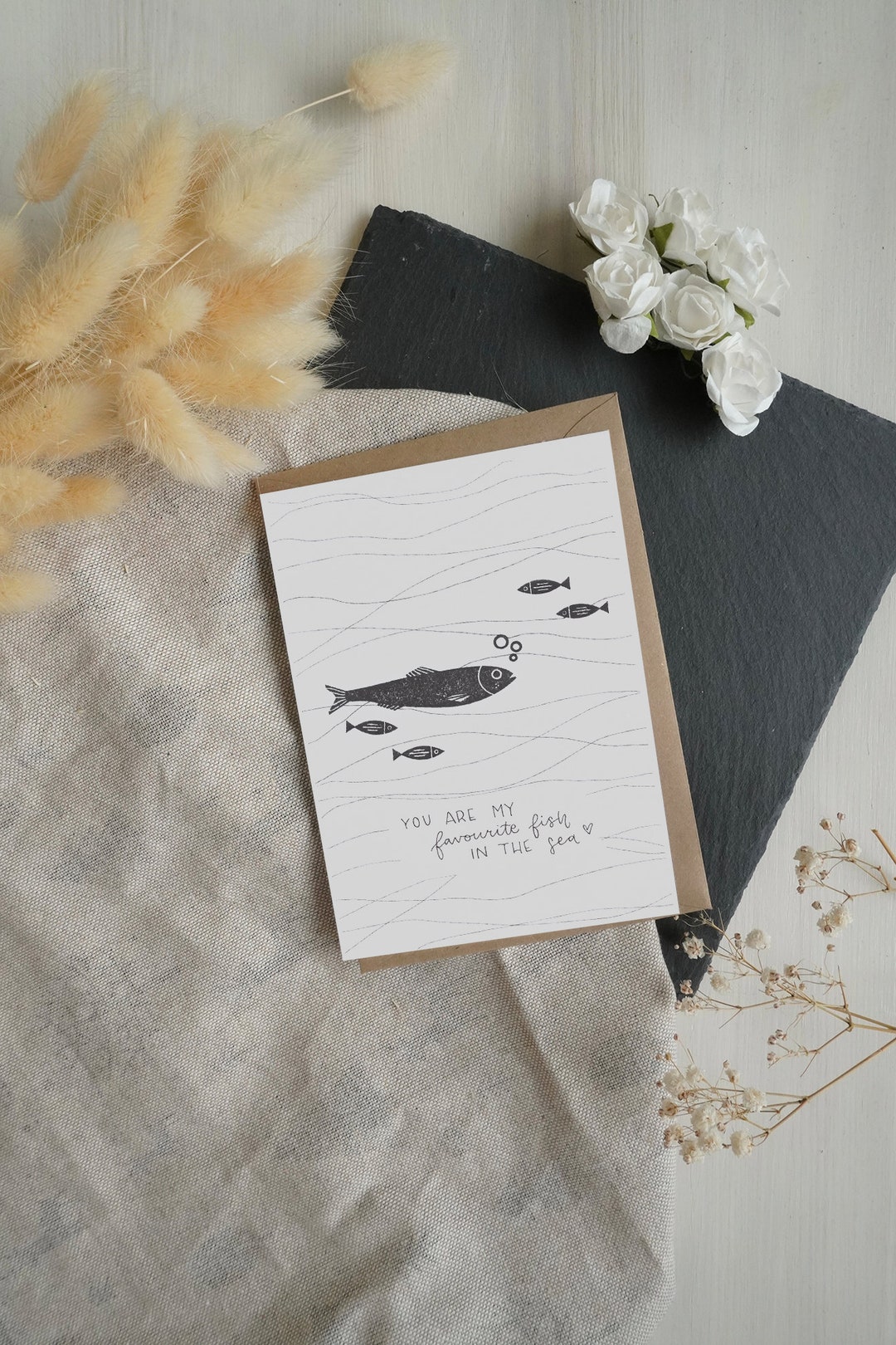 Folding Card With Envelope A6 "favorite Fish in the Ocean" Love ...