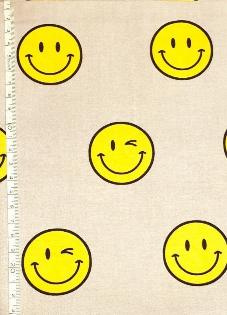 Smile Fabric Smile Happy Face Fabric Poster Emoji Fabric - Etsy
