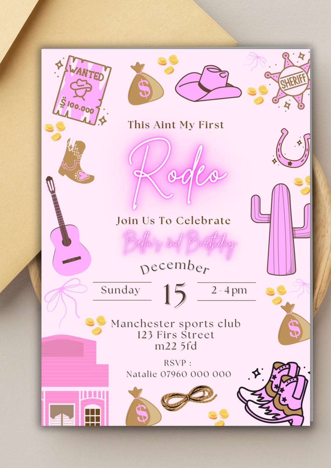 EDITABLE Pink Rodeo Birthday Invitation | This Ain't My First Rodeo ...