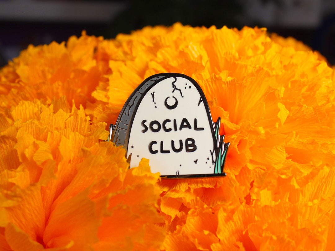 Unliving Social Club Tomb Hard Enamel Pin / Unique Gothic Lapel Pin - Etsy