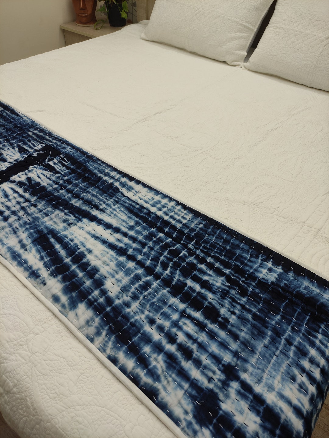 Bed Runner, Kantha Bed Runner, Coastal Bed Runner, House Decor Runner ...