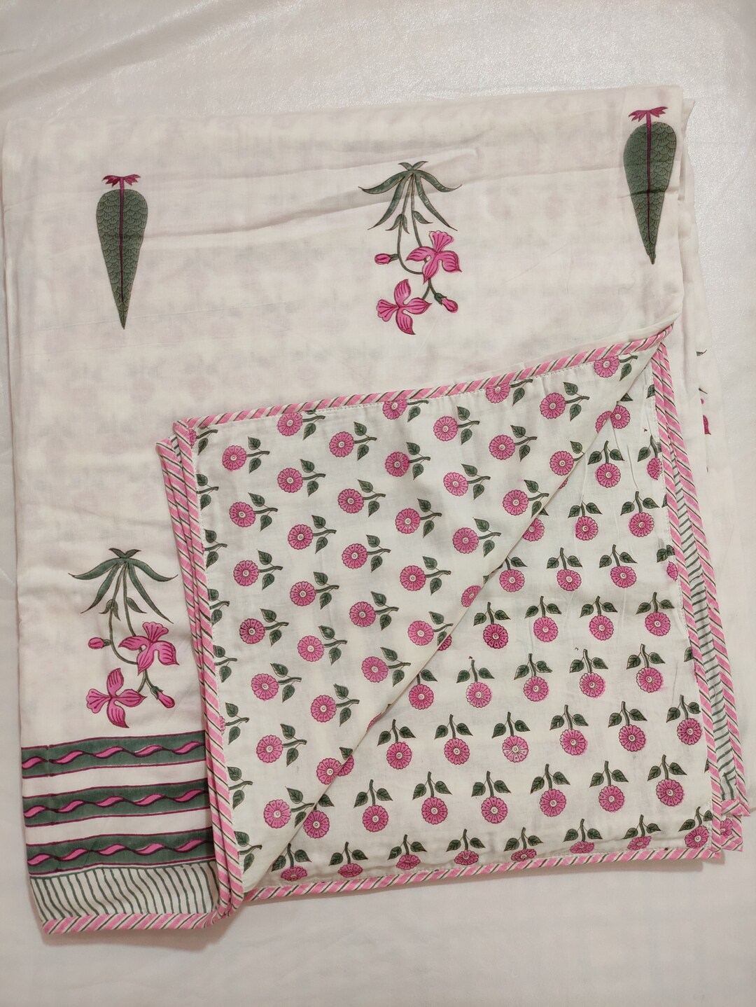 Floral Print Dohar, AC Blanket, Reversible Dohar, Block Printed Dohar ...