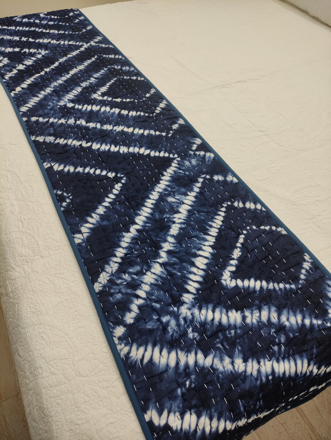 Quilted Bed Runner, 100% Cotton Kantha Bed Runner, Coastal Bed Runner ...