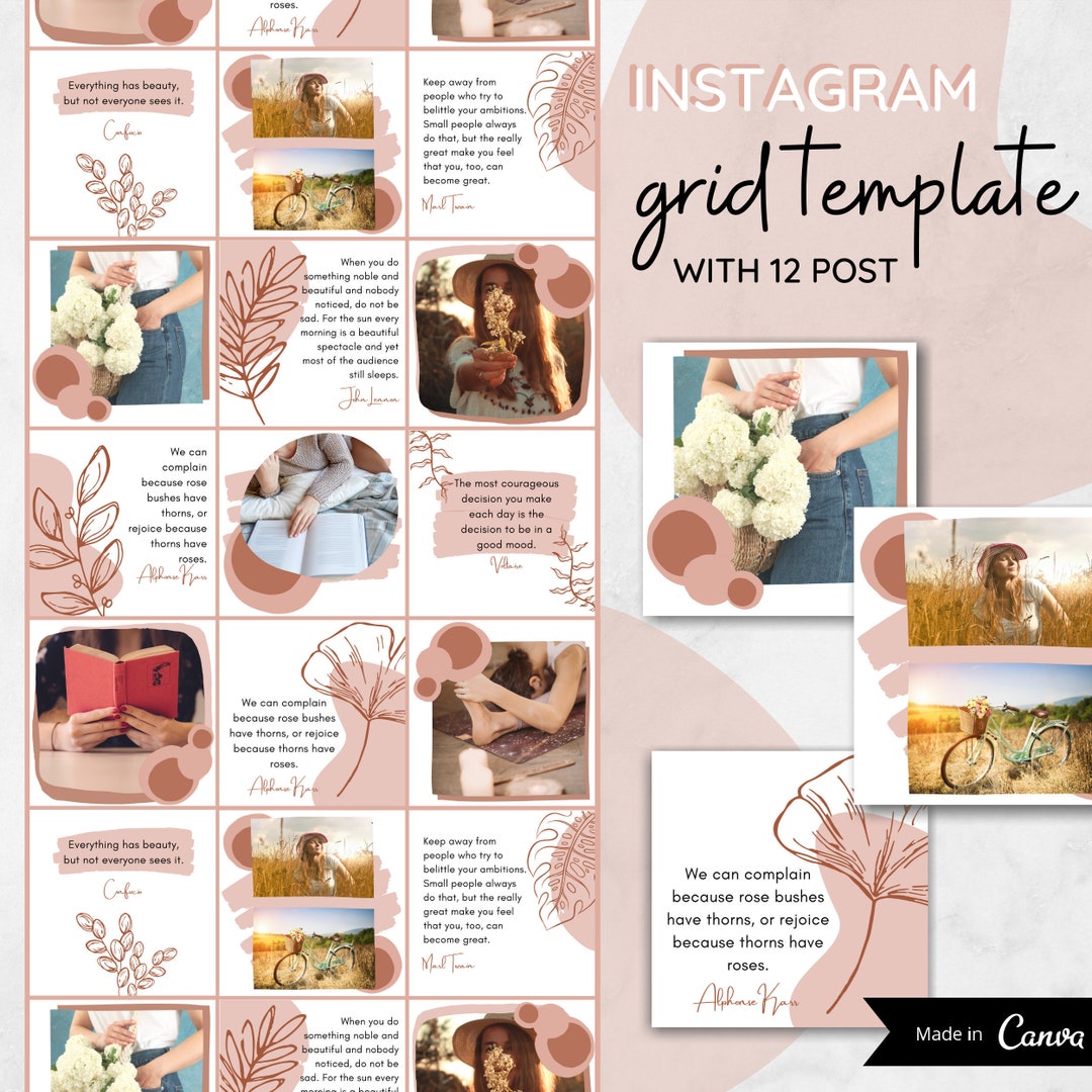 Instagram Grid Template for Canva, Social Media Templates for Canva ...