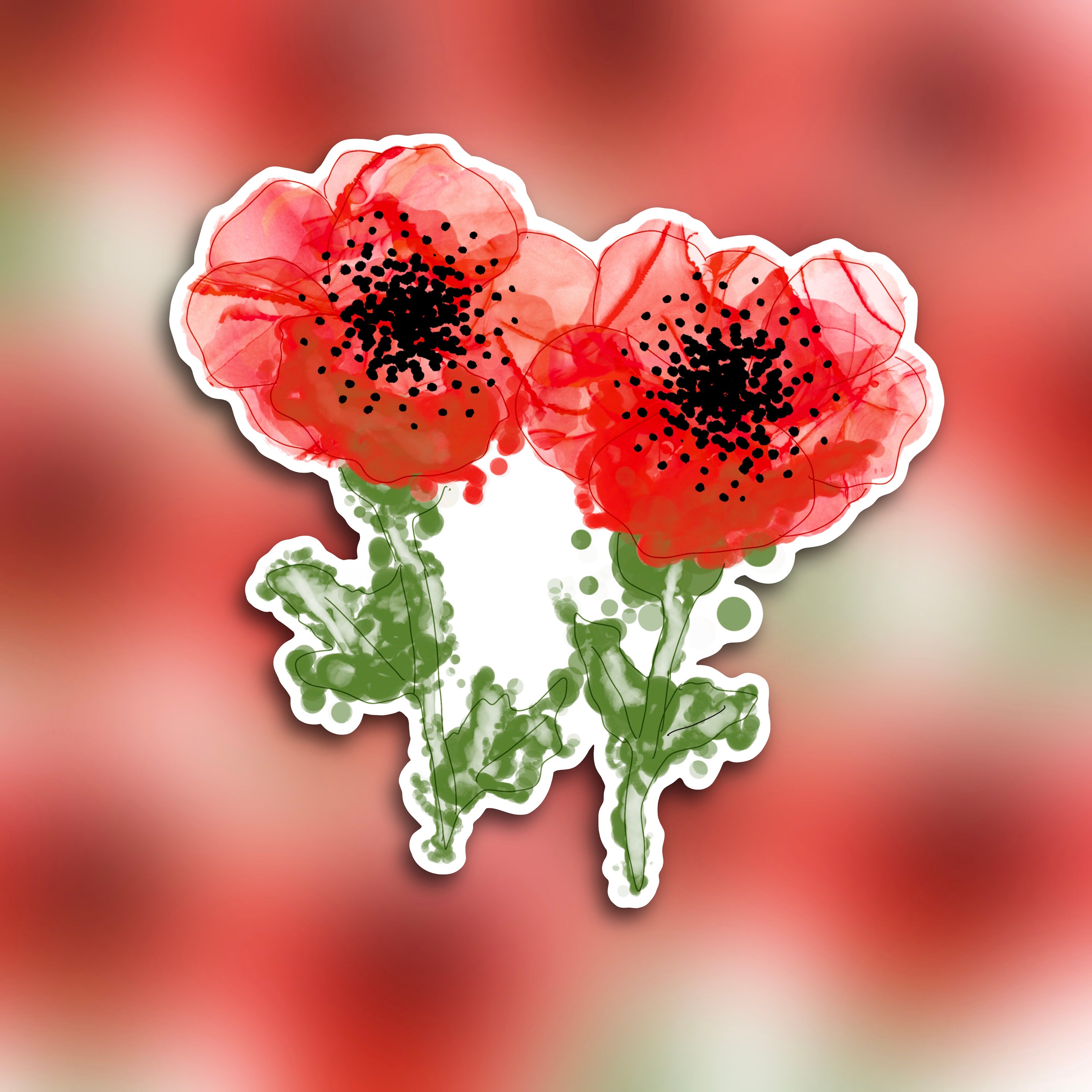 Poppy Flower Sticker Poppy Sticker Red Flower Sticker Hydro | Etsy
