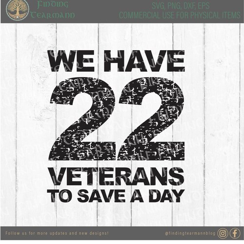 22 A Day Decal Veteran Suicide Decal Suicide Awareness - Etsy