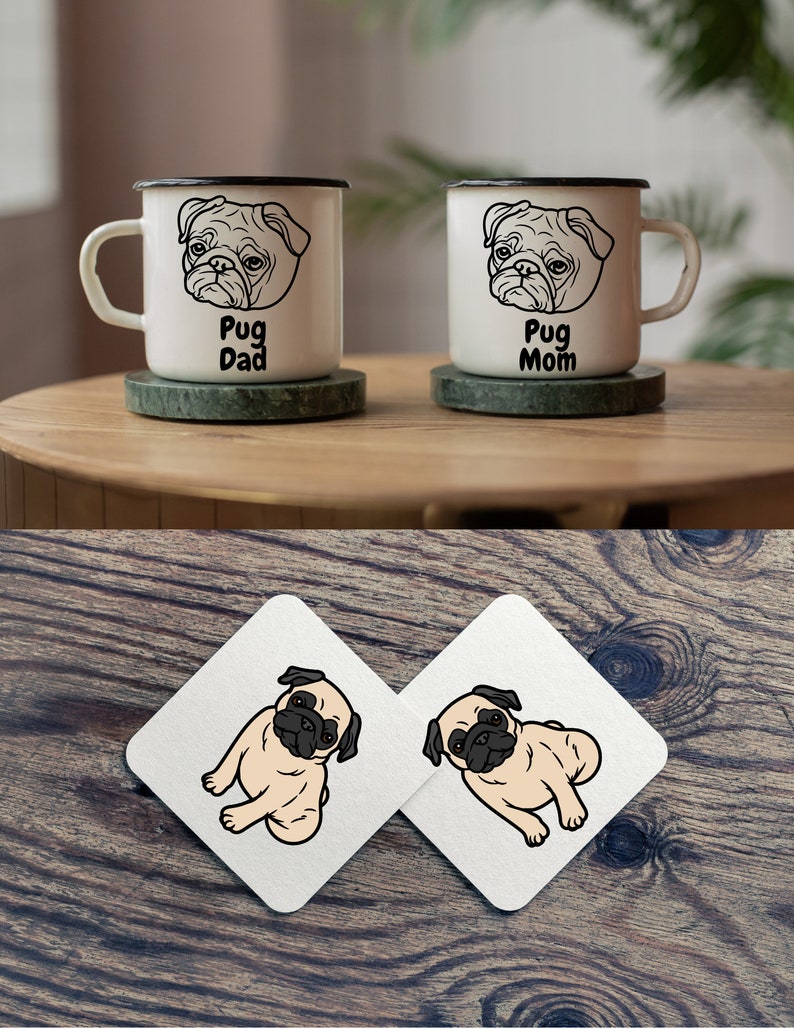 Pug SVG Bundle for Cutting Machines Svg Files Clipart - Etsy