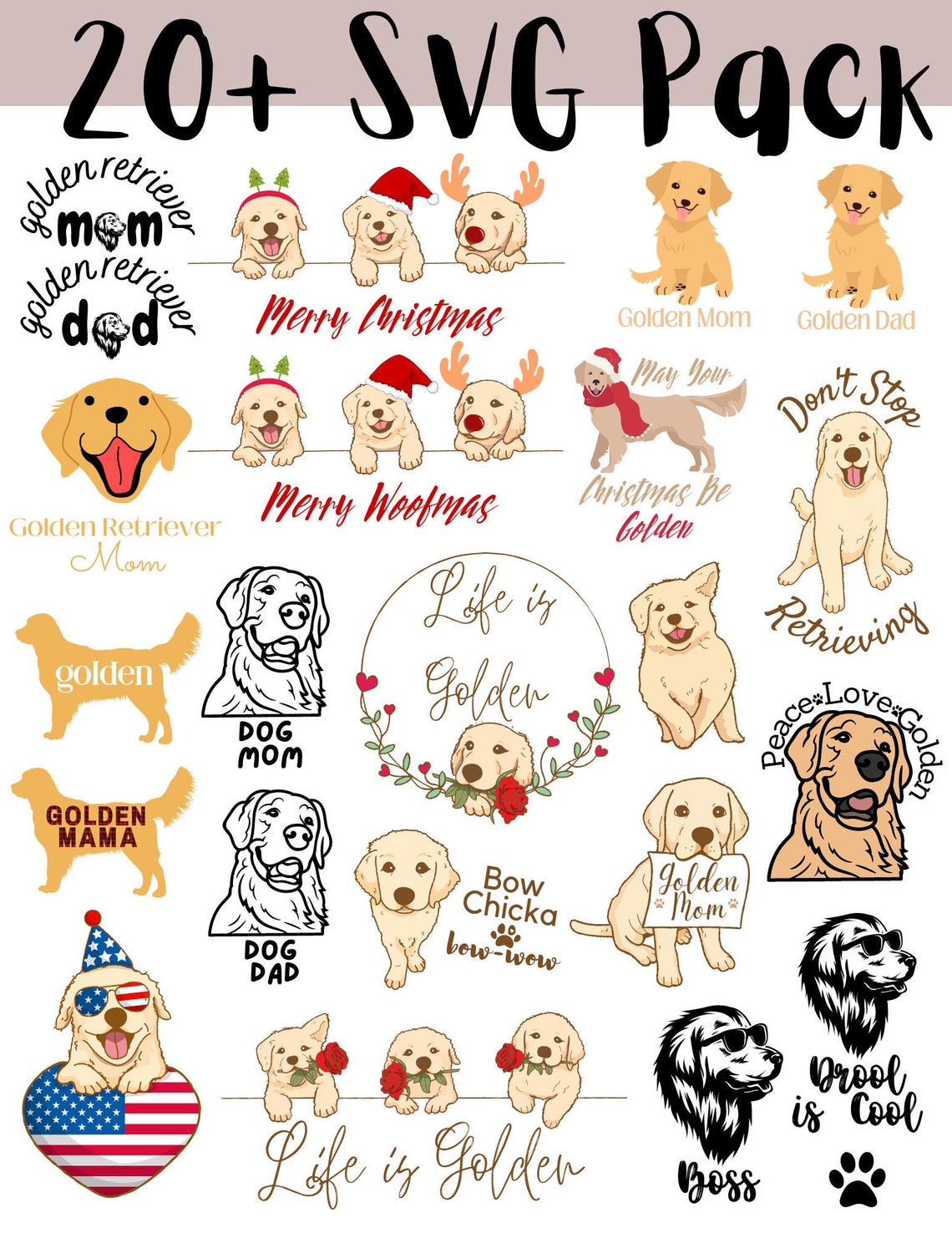 Golden Retriever SVG Bundle for Cutting Machines Svg Files - Etsy