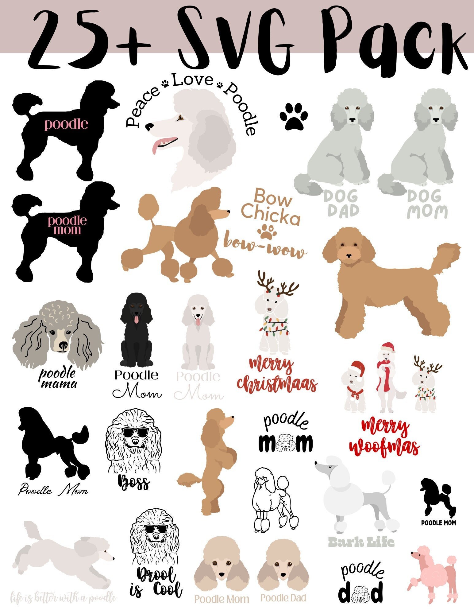 Poodle SVG Bundle for Cutting Machines Svg Files Clipart - Etsy