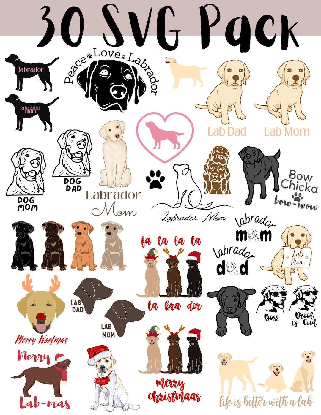 Lab SVG Bundle for Cutting Machines, Labrador SVG, Labrador, Svg Files ...