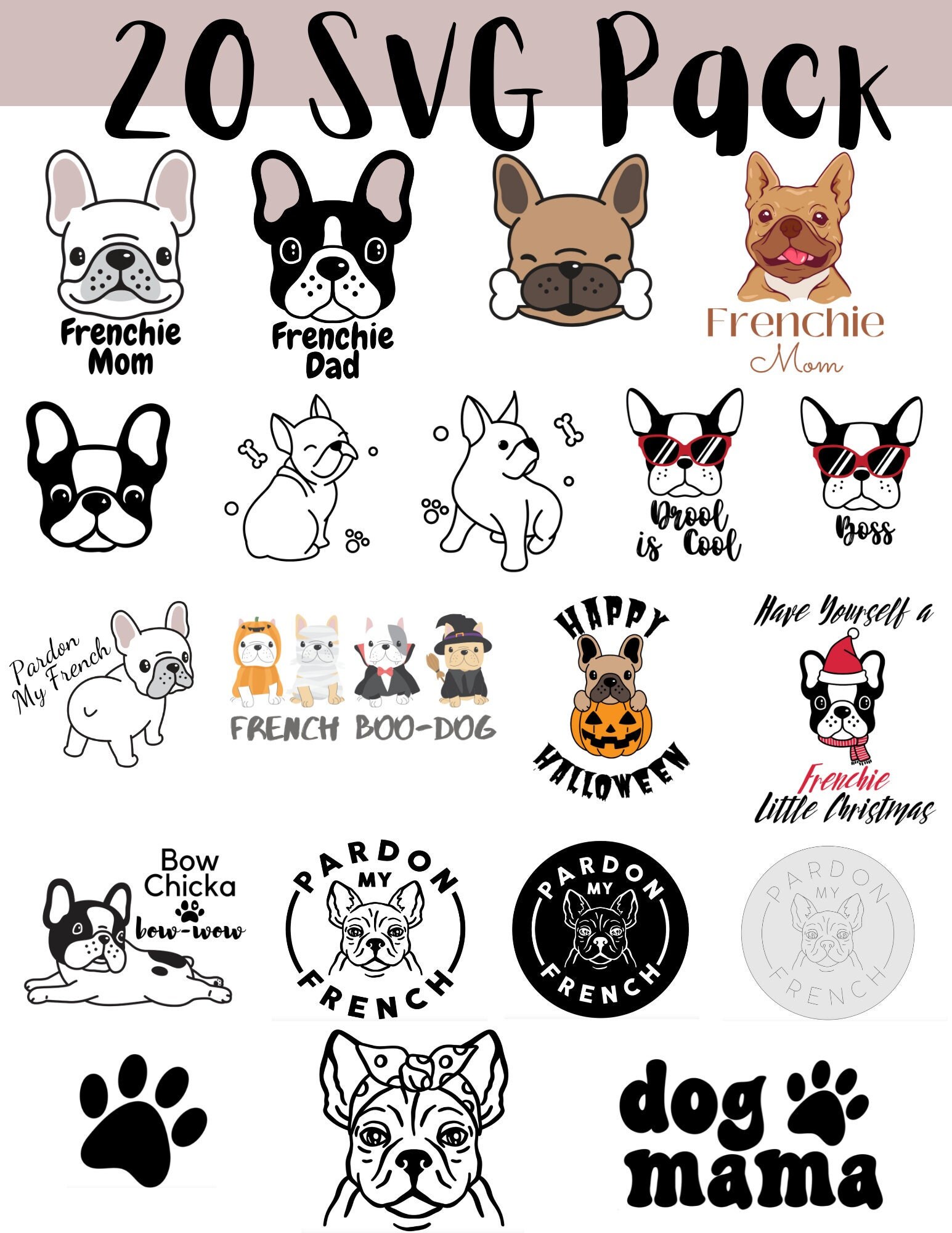 French Bulldog SVG Bundle for Cutting Machines Svg Files - Etsy
