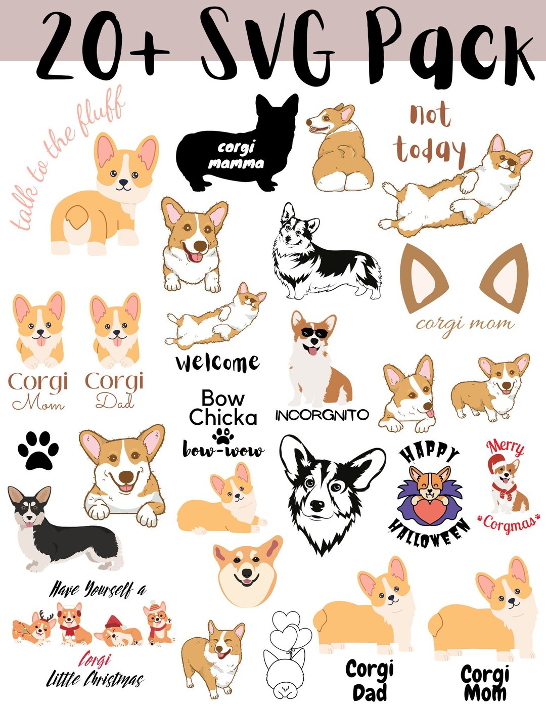 Corgi SVG Bundle for Cutting Machines, Svg Files, Clipart, Circuit ...