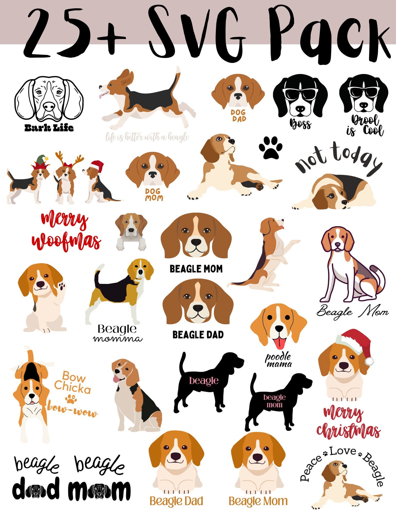 Beagle SVG Bundle for Cutting Machines, Svg Files, Clipart, Circuit ...