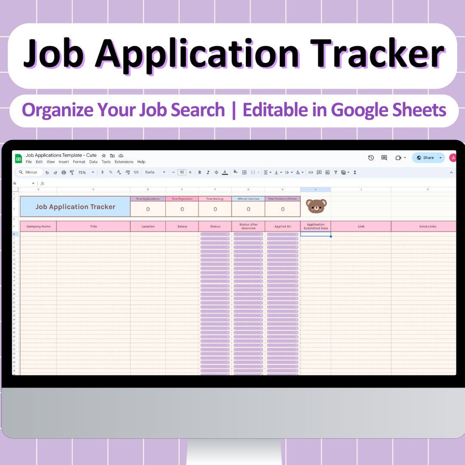CUTE & SIMPLE Job Application Tracker, Applicant Tracking Tool, Job ...