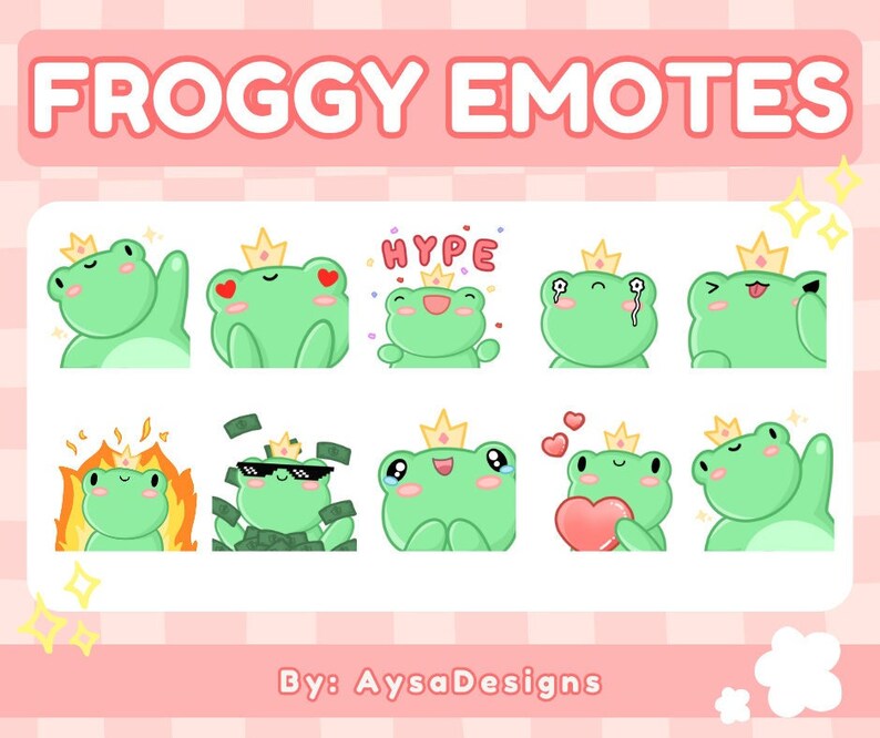 FROGGY EMOTES 10 Twitch Discord Streaming Froggy Cute Frogs Emoji Emote ...