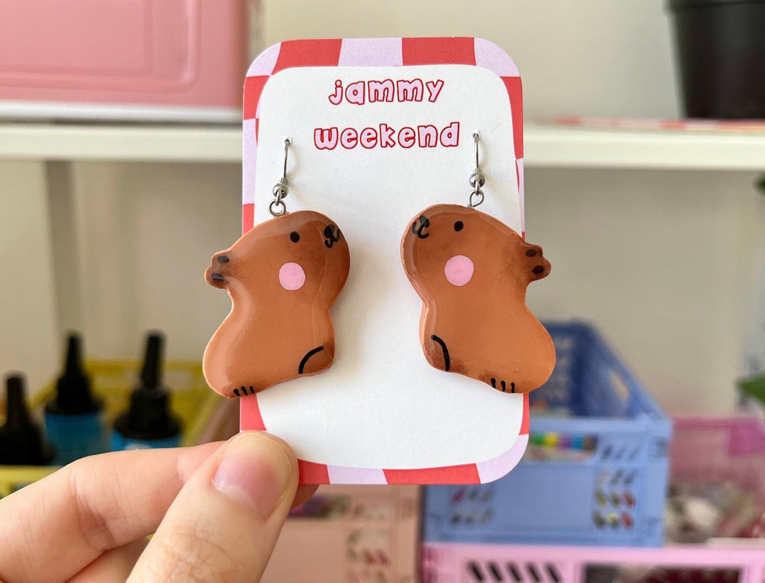 Cute Capybara Polymer Clay Earrings | Quirky Cute Colourful Fun Dangle ...