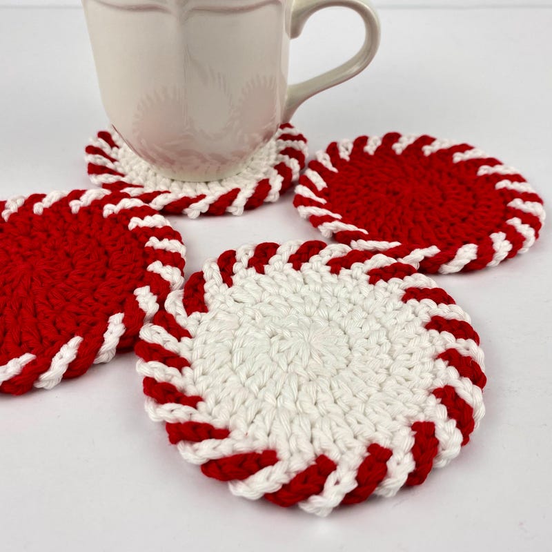 Peppermint Coasters - Etsy