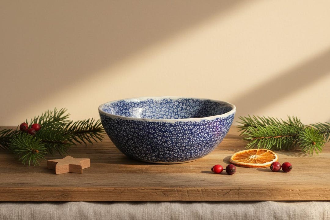 Bowl BLUE FLOWER, Dinnerware, Hand-made Stoneware Ceramic in Vintage ...