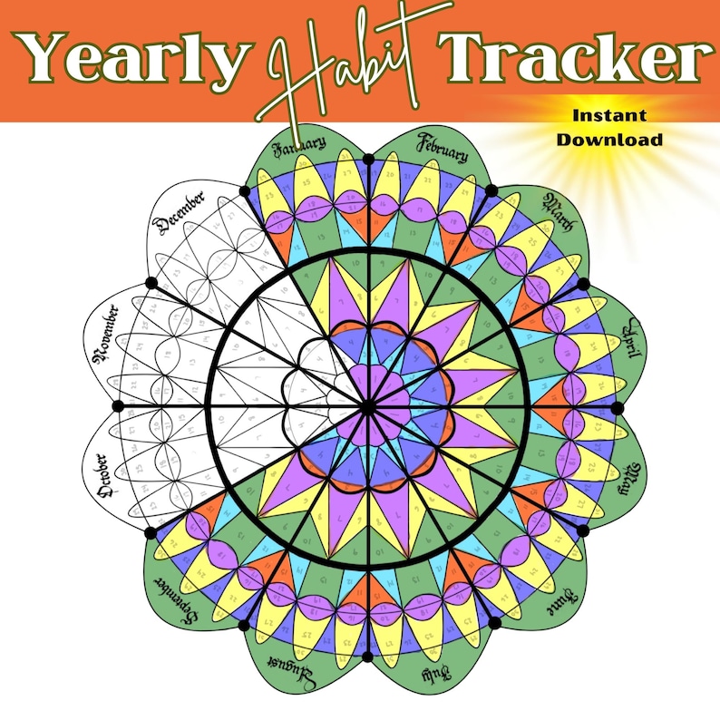 Mandala Yearly Habit Tracker Printable (digital Download) - Etsy