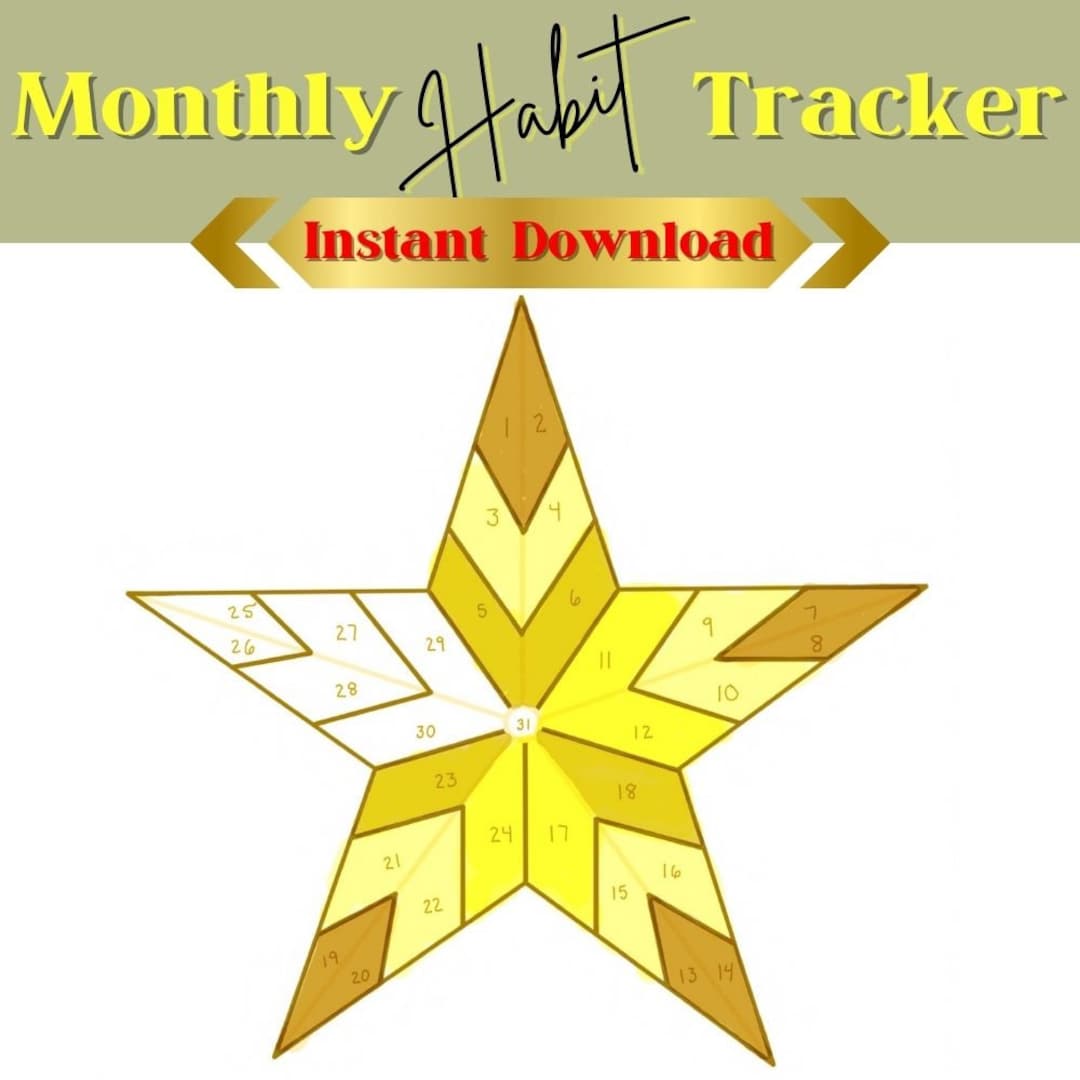 Star Habit Tracker, Monthly Tracker for You to Color, PDF to Print, and ...