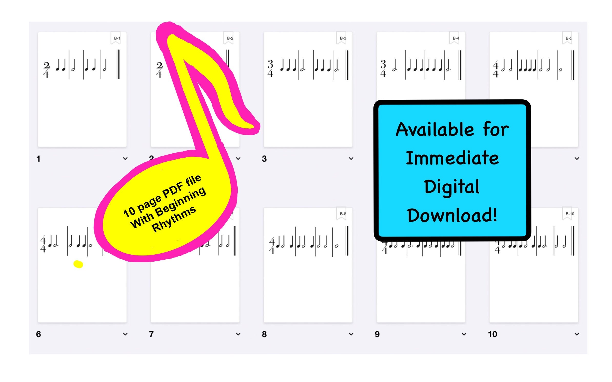 Easy Music Rhythms: Beginner Clapping Exercises Set B (PDF Download) - Etsy