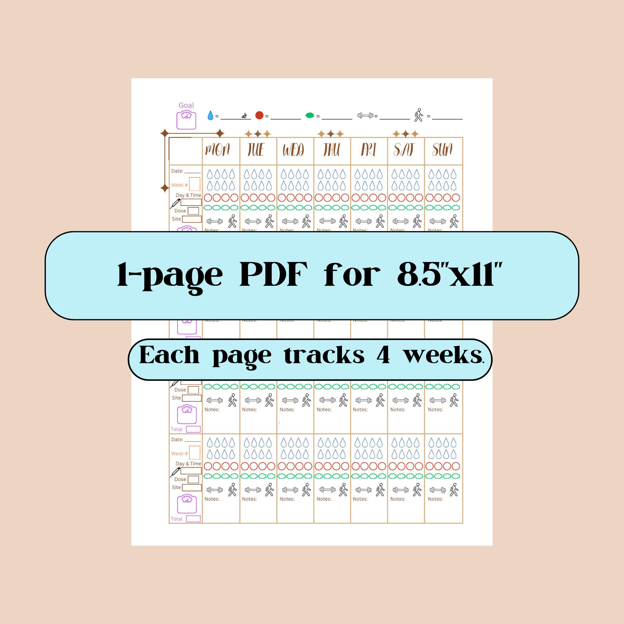 GLP-1 Comprehensive Habit Tracker INSTANT DOWNLOAD for Ozempic Wegovy ...
