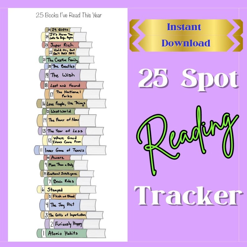 Yearly Book Tracker or Wish List, Immediate Digital Download - Etsy