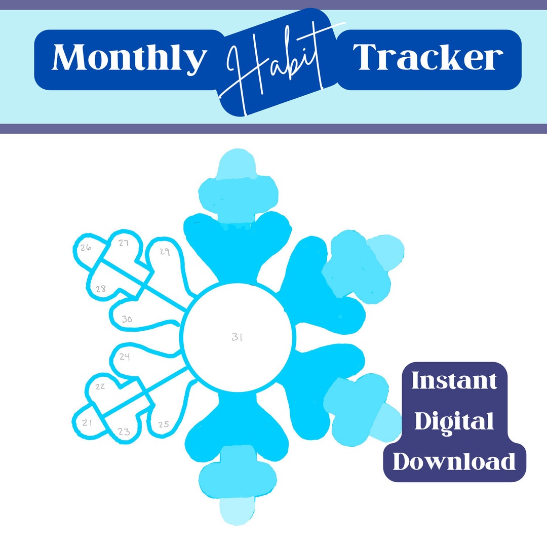 Snowflake Monthly Habit Tracker: January Printable (digital Download ...