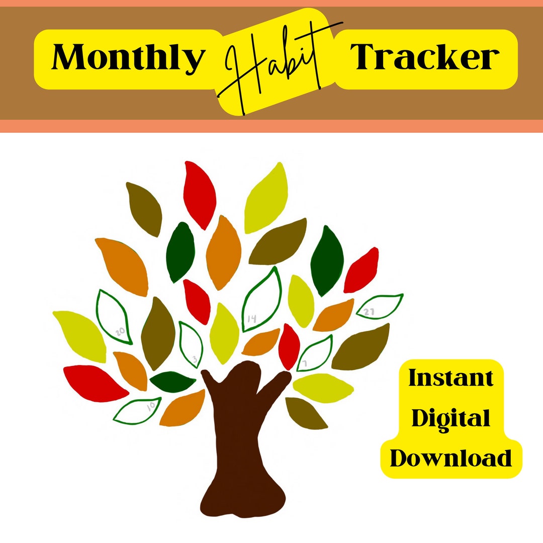 Fall Tree Habit Tracker, Color a Leaf (digital Download) - Etsy