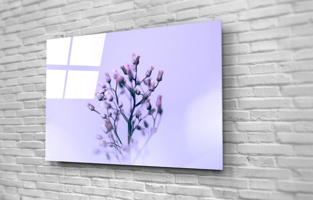 Sprint Tree Flower Tempered Glass Wall Art Modern Floral Botanical ...