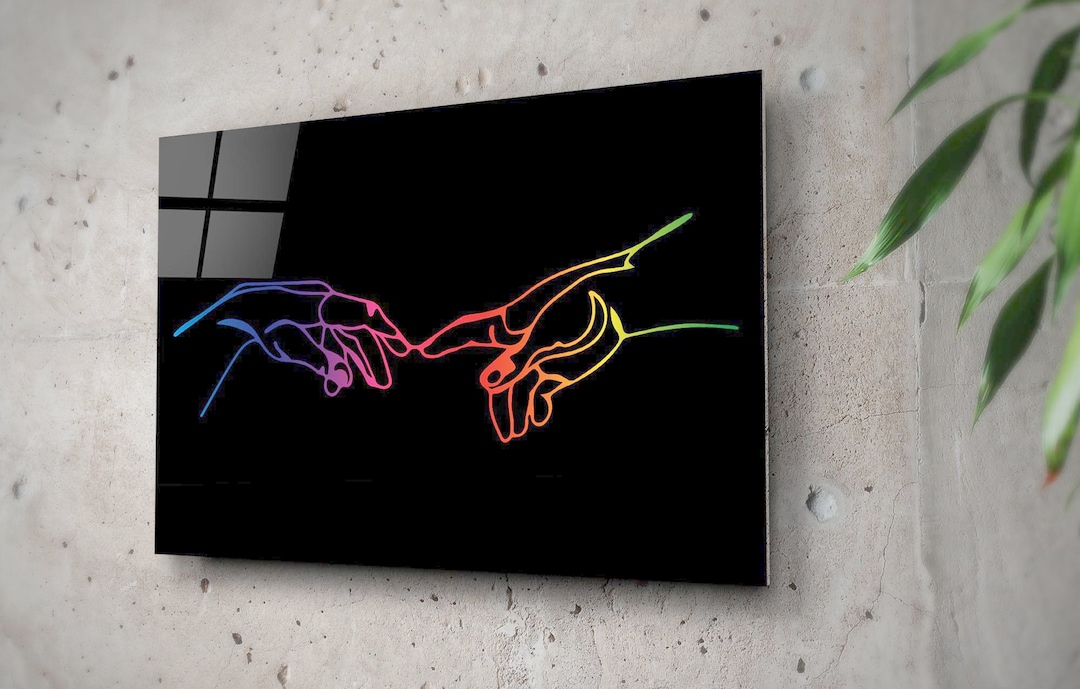 Rainbow Glass Art Creation of Adam Wall Art Vintage Classic Painting ...