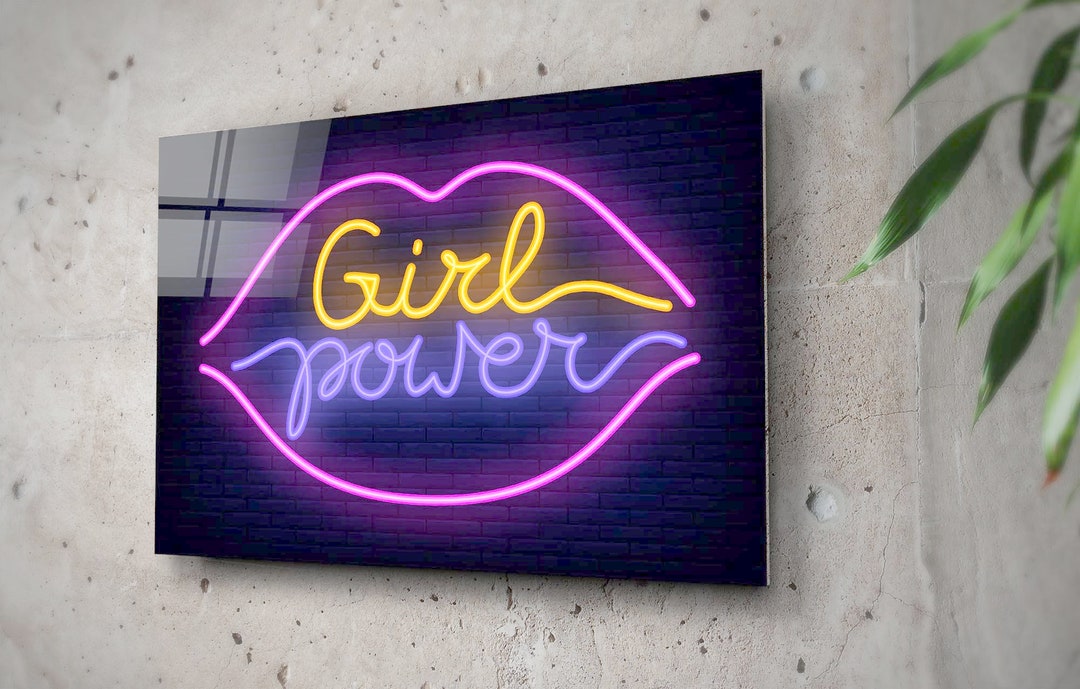 Girl Power Neon Sign Wall Art Glass Trendy Girls Bedroom Decor - Etsy
