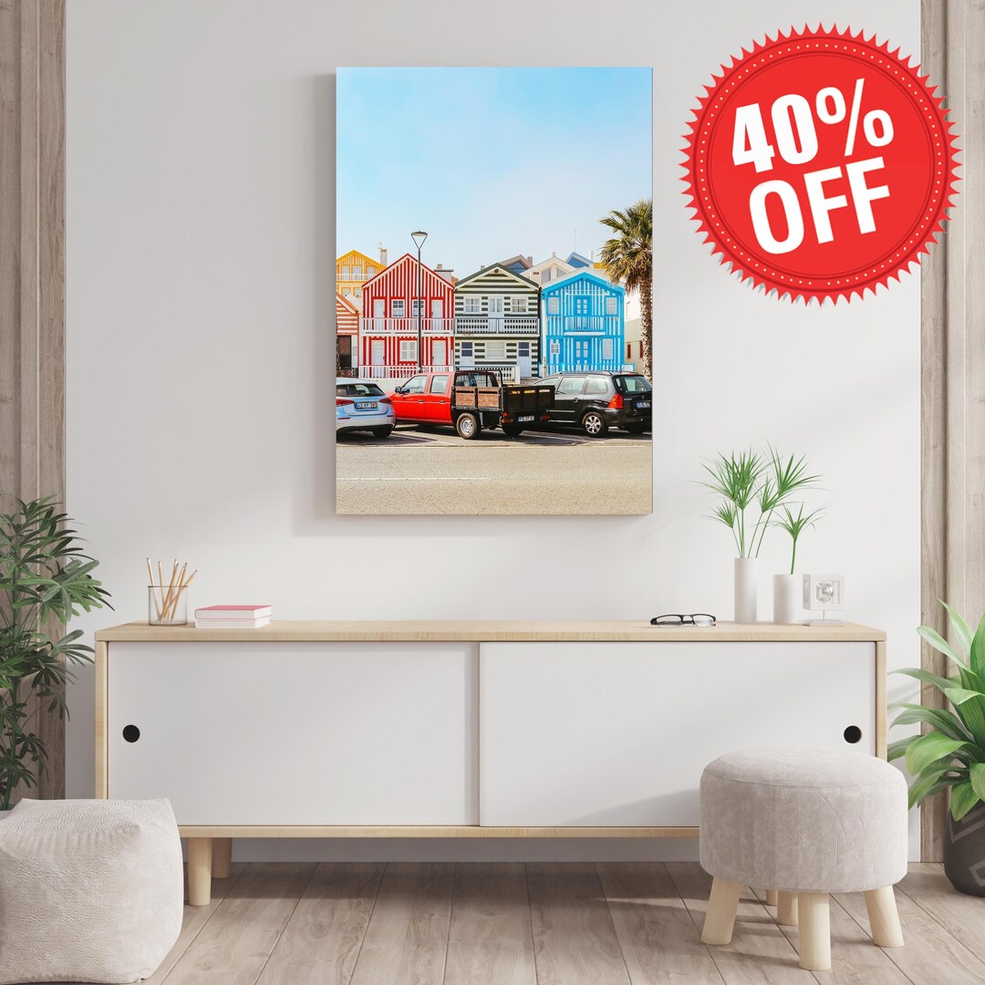 Colorful City Wall Art Sunny Town Landscape Bright Living Room - Etsy