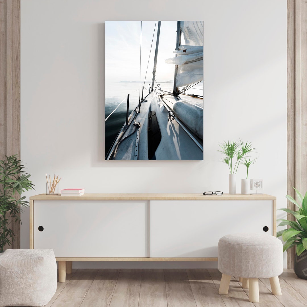Sailing Boat View Wall Art Nautical Home Decor Calm Ocean Photography ...